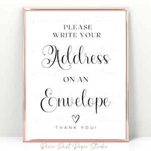 Please Write Your Address on an Envelope, Bridal Shower Activity Game ...