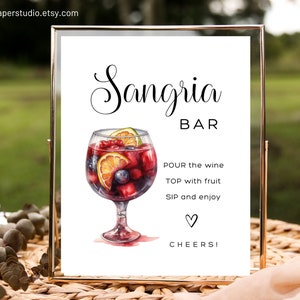 Sangria Bar, Digital Instant Download Sign, 4x6 5x7 8x10 Printable ...