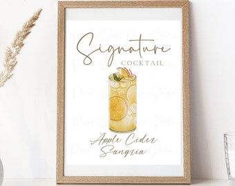 Watercolor Beautiful Fall Cocktail Drink Digital Art Print / - Etsy
