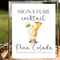 Pina Colada Classic Cocktail Print, Stylish Wall Art, Mixology Design ...