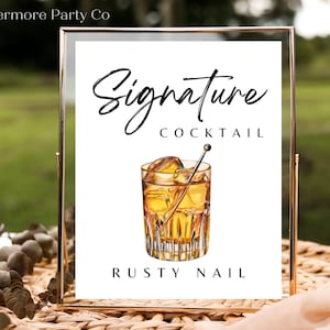 Rusty Nail Signature Drink Cocktail Bar Sign, Whiskey Recipe, Instant ...