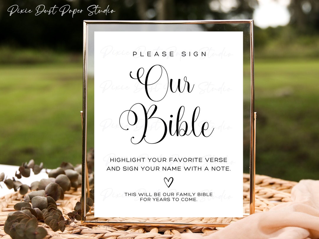Please Sign Our Bible Guestbook Digital Sign, 4x6 5x7 8x10, Instant ...
