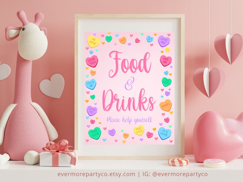 Valentine's Food and Drinks Sign, Instant Download Printable Table Sign ...