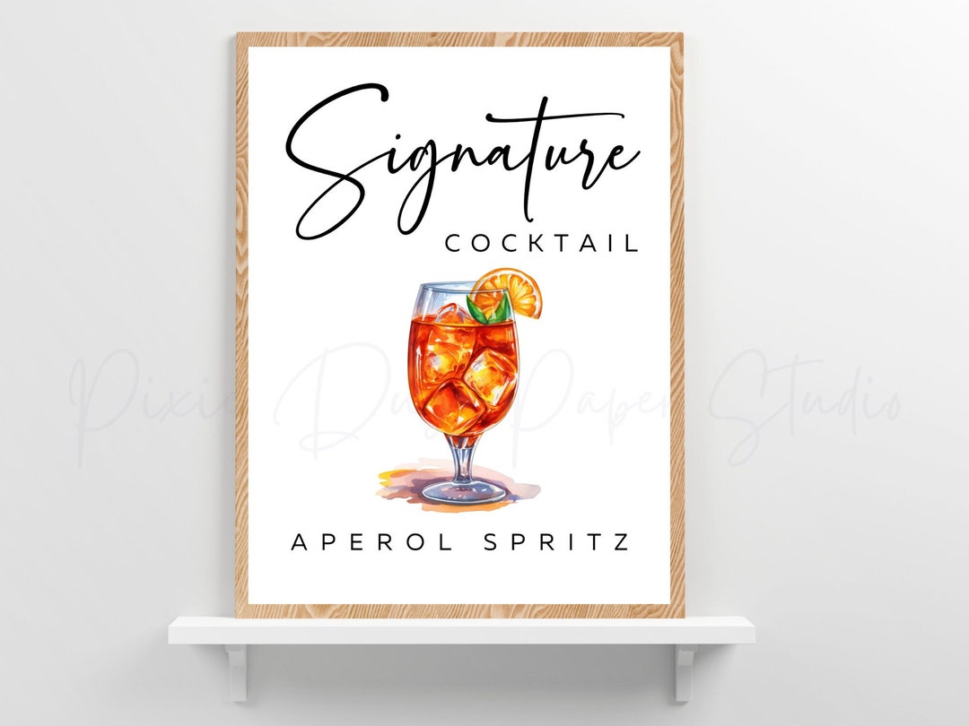 Aperol Spritz Signature Cocktail Drink Digital Sign INSTANT - Etsy