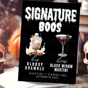 Halloween Signature Boos Custom Cocktail Drink Sign - Printed Custom ...