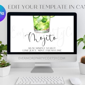Mojito Signature Cocktail Bar Sign, EDITABLE TEMPLATE, Instant Download ...