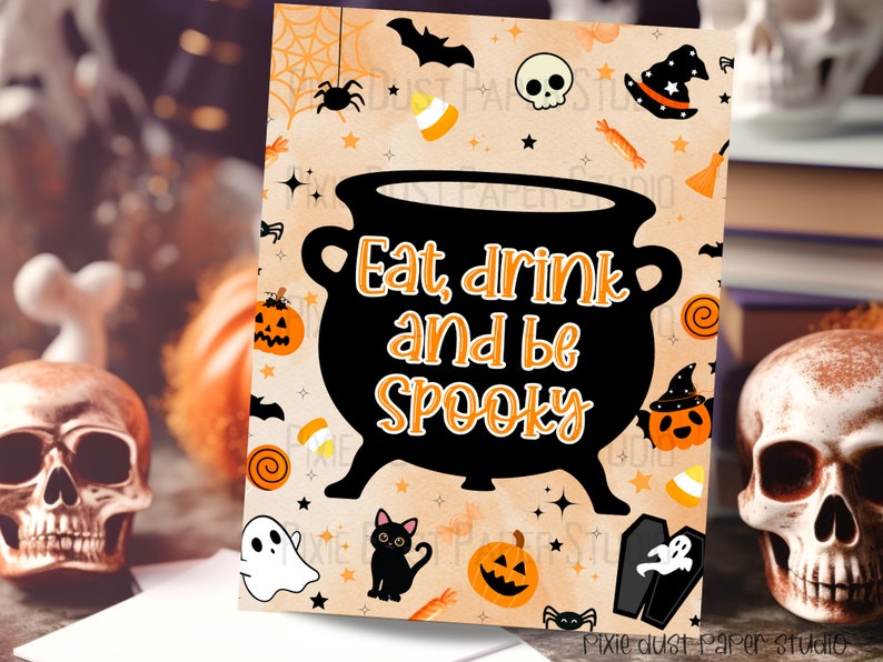 Eat Drink and Be Spooky Halloween Digital Sign 5x7 8x10 - Etsy