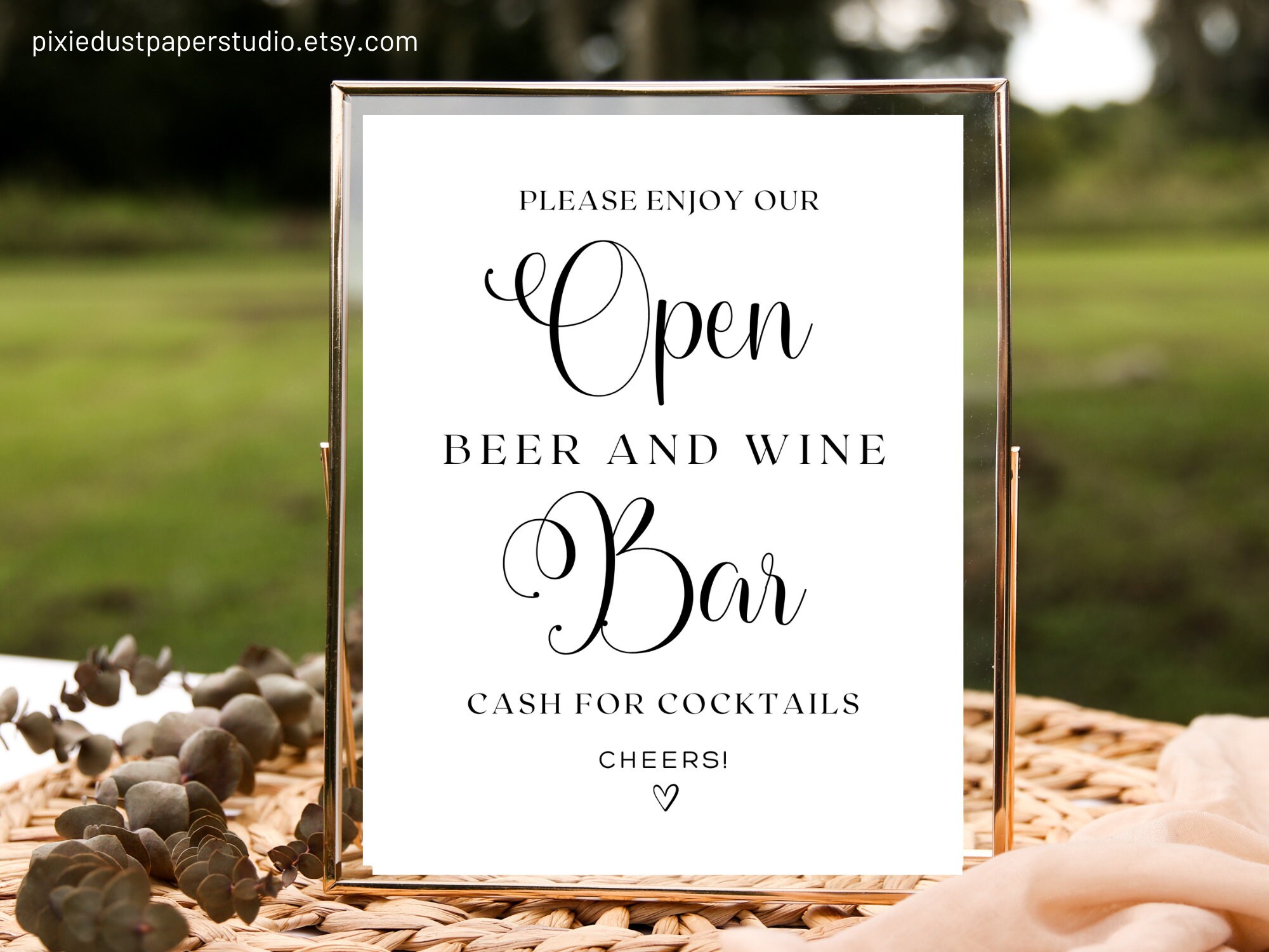 Open Beer and Wine Bar, Cash for Cocktails, Digital Sign 4x6 5x7 8x10 ...