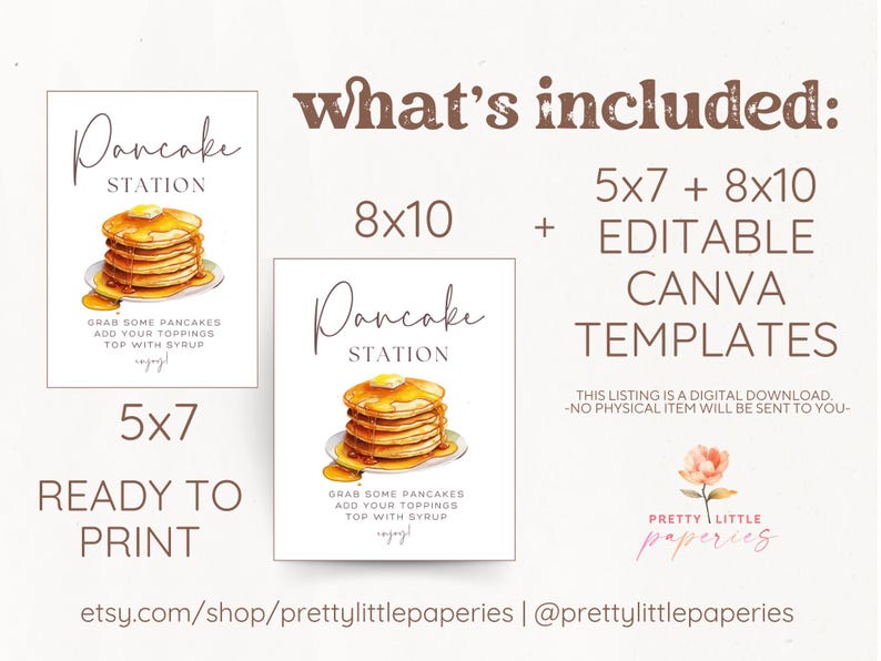 Pancake Station, Editable Template Instant Download Digital Printable ...