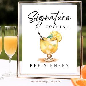Bee's Knees Signature Cocktail Drink Instant Download Printable Wedding ...