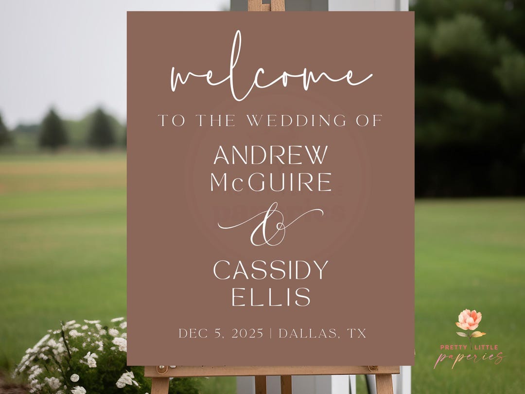 Mocha Wedding Entry Welcome Sign, Custom Printed or Digital, Wedding ...