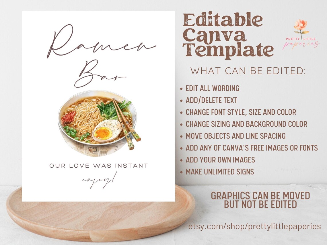 Ramen Noodle Bar Sign, Editable Template, Instant Download Printable ...