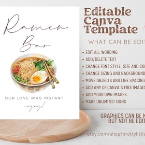 Ramen Noodle Bar Sign, Editable Template, Instant Download Printable ...