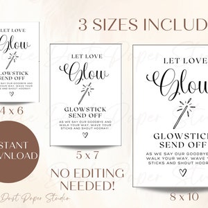 Glow Stick Send Off, Let Love Grow, 4x6 5x7 8x10 Printable, Minimalist ...