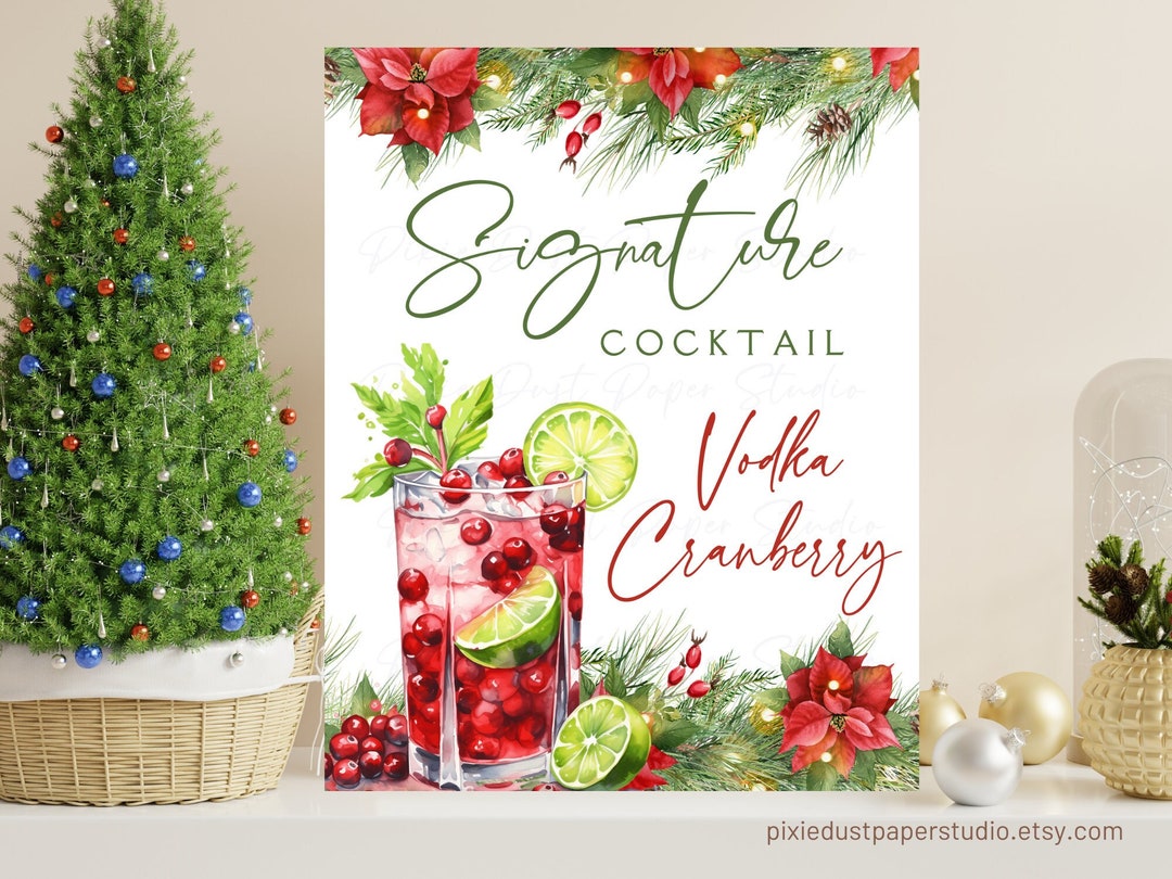 Vodka Cranberry Signature Cocktail Sign, Instant Download Printable ...