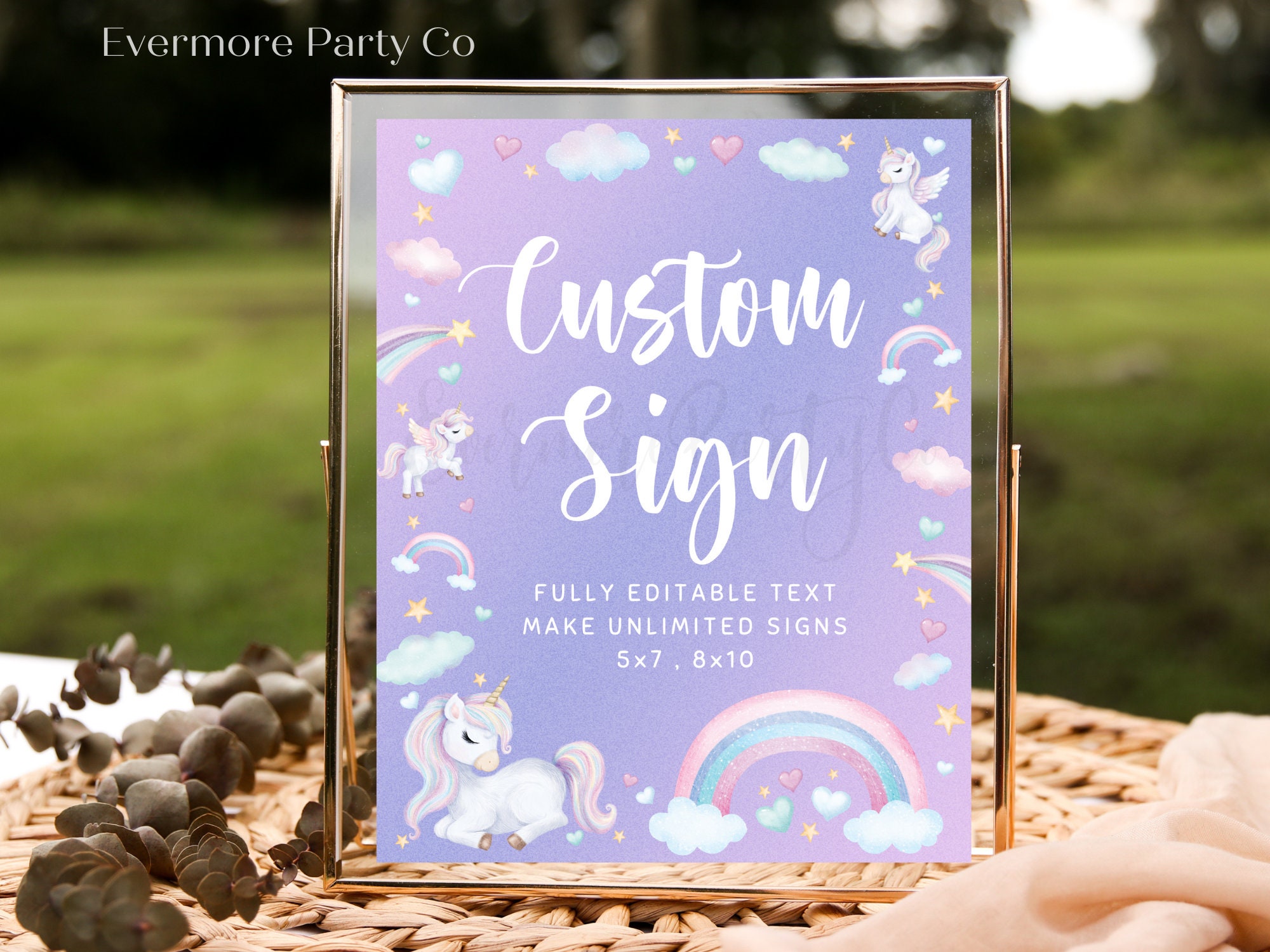 Editable Unlimited Sign Purple Unicorn Custom Template, Instant ...