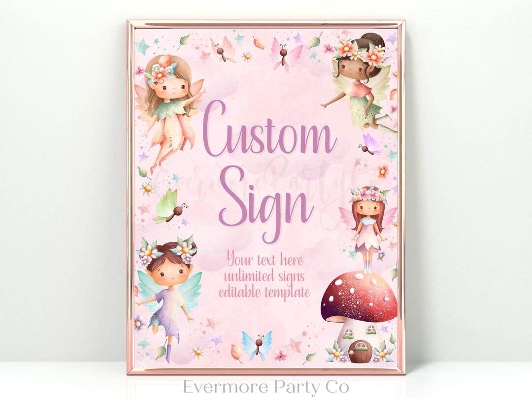 Fairy Editable Unlimited Sign Template, Instant Download Digital, Girls ...