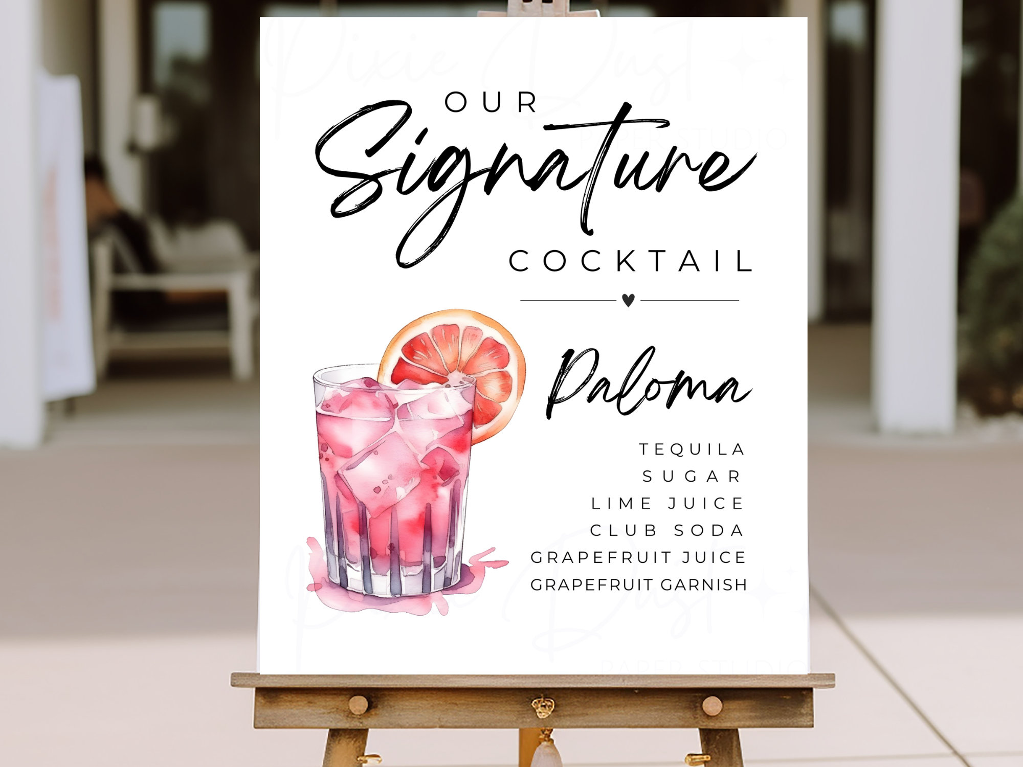 Paloma Signature Drink Cocktail Bar Sign Tequila Recipe - Etsy