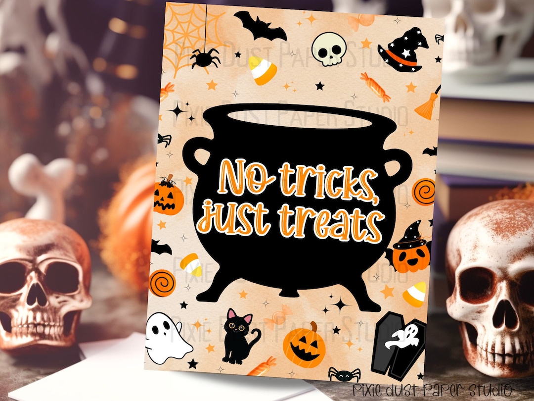 No Tricks Just Treats - Halloween Digital Sign - 5x7, 8x10, Dessert ...