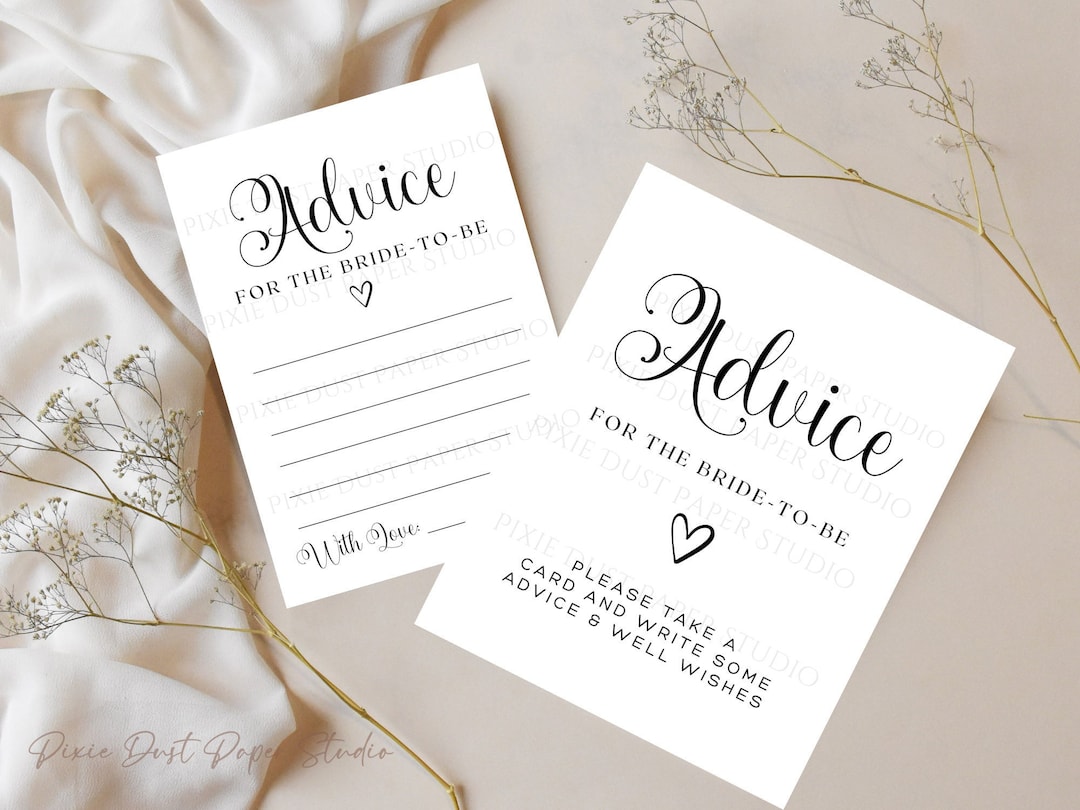 Advice for the Bride to Be, Sign and Answer Card, Bridal Shower Decor ...