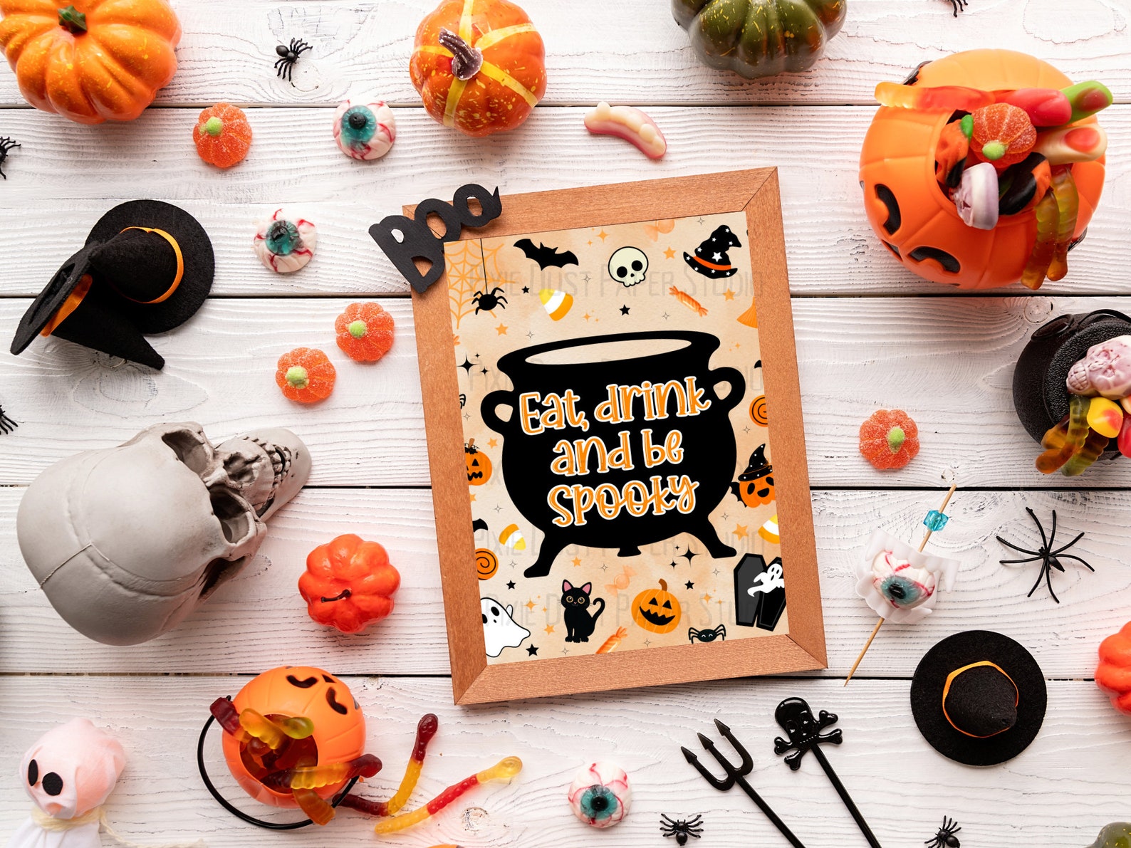 Eat, Drink and Be Spooky - Halloween Digital Sign - 5x7, 8x10, Food ...