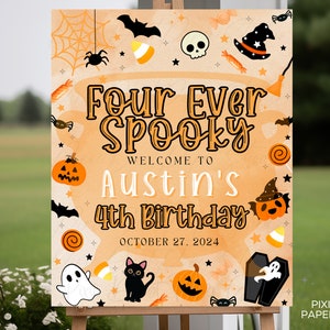 Four Ever Spooky Halloween Birthday Welcome Sign - Custom Printed Foam ...