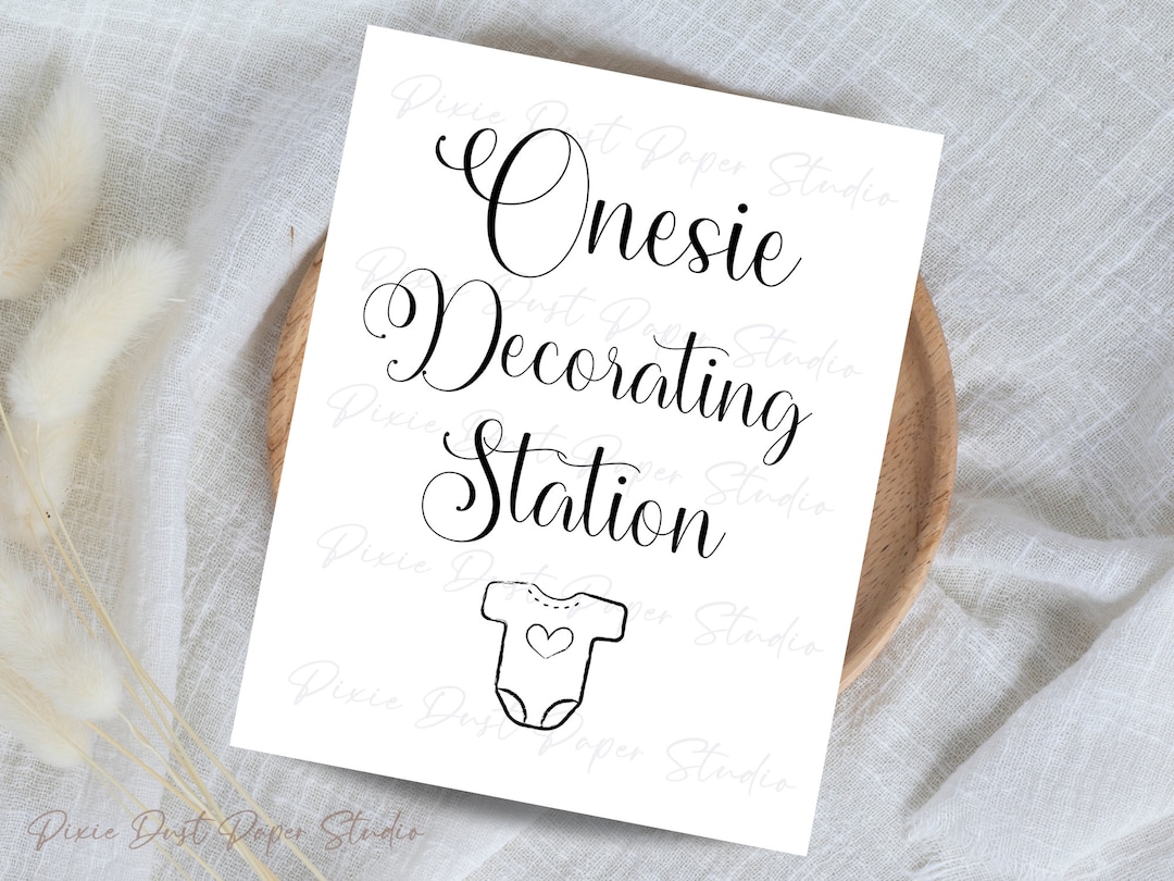Onesie Decorating Station, Baby Shower Printable Digital Sign - Instant ...