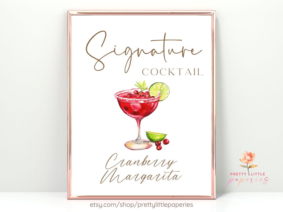 Editable Cranberry Margarita, FALL EDITION, Digital Signature Cocktail ...