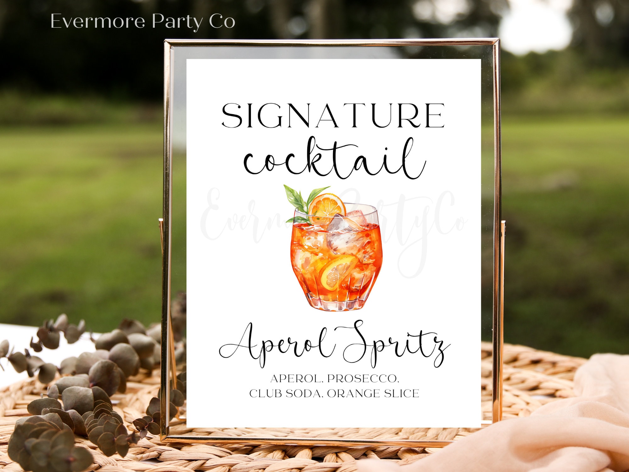 Aperol Spritz Signature Cocktail Drink Bar Sign, Editable Template ...