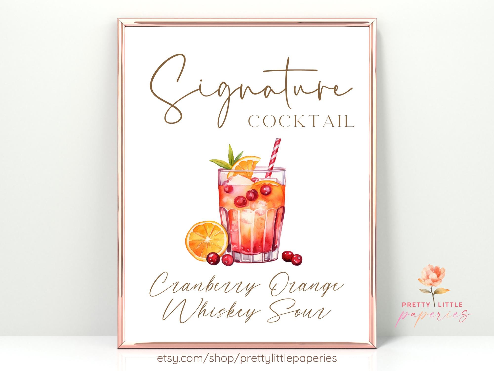 Editable Cranberry Orange Whiskey Sour, FALL EDITION, Digital Signature ...