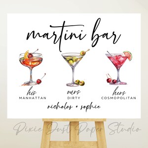 Custom PRINTED or DIGITAL Signature Cocktail Drinks Martini Bar Sign ...