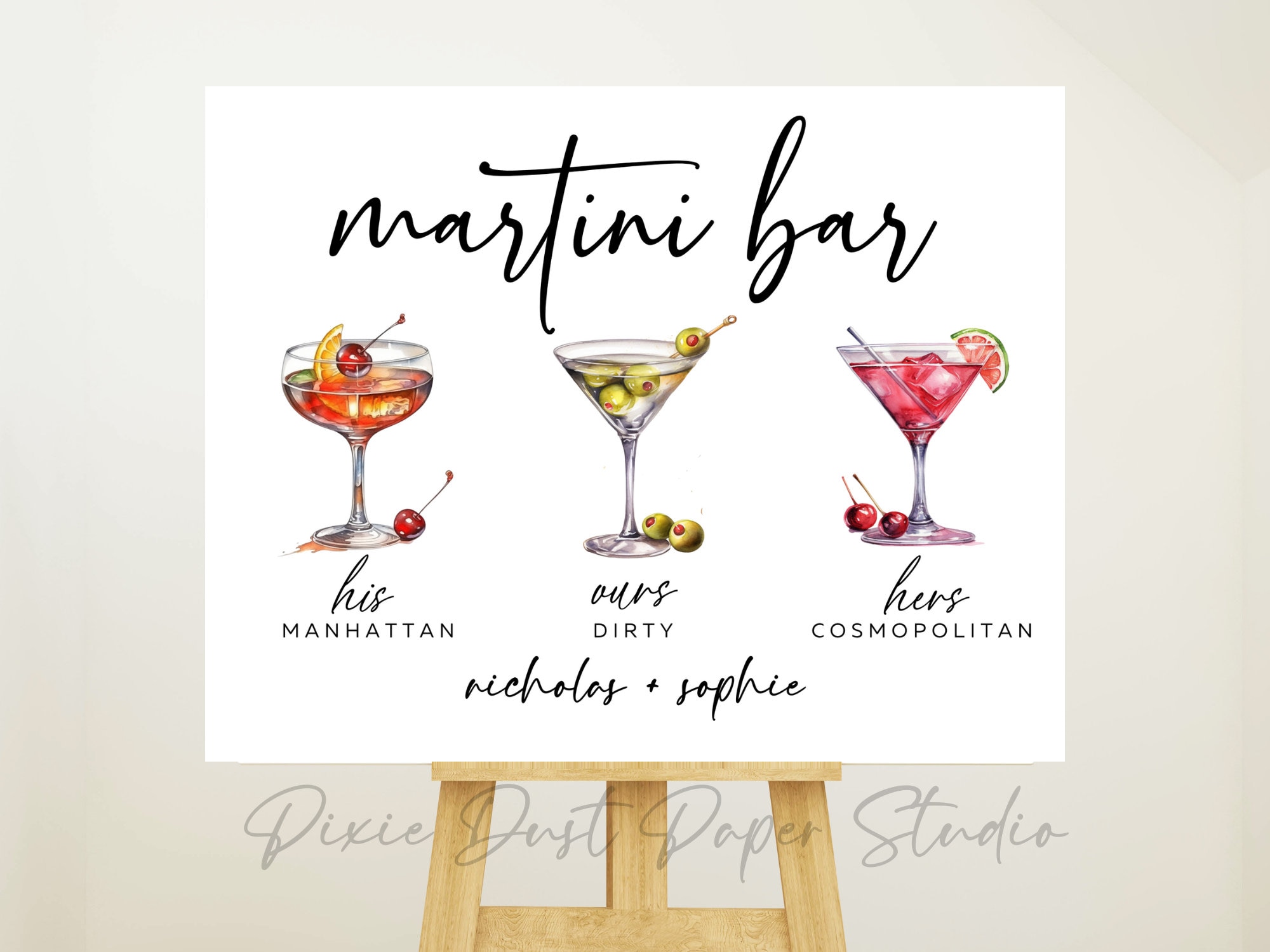 Custom PRINTED or DIGITAL Signature Cocktail Drinks Martini - Etsy