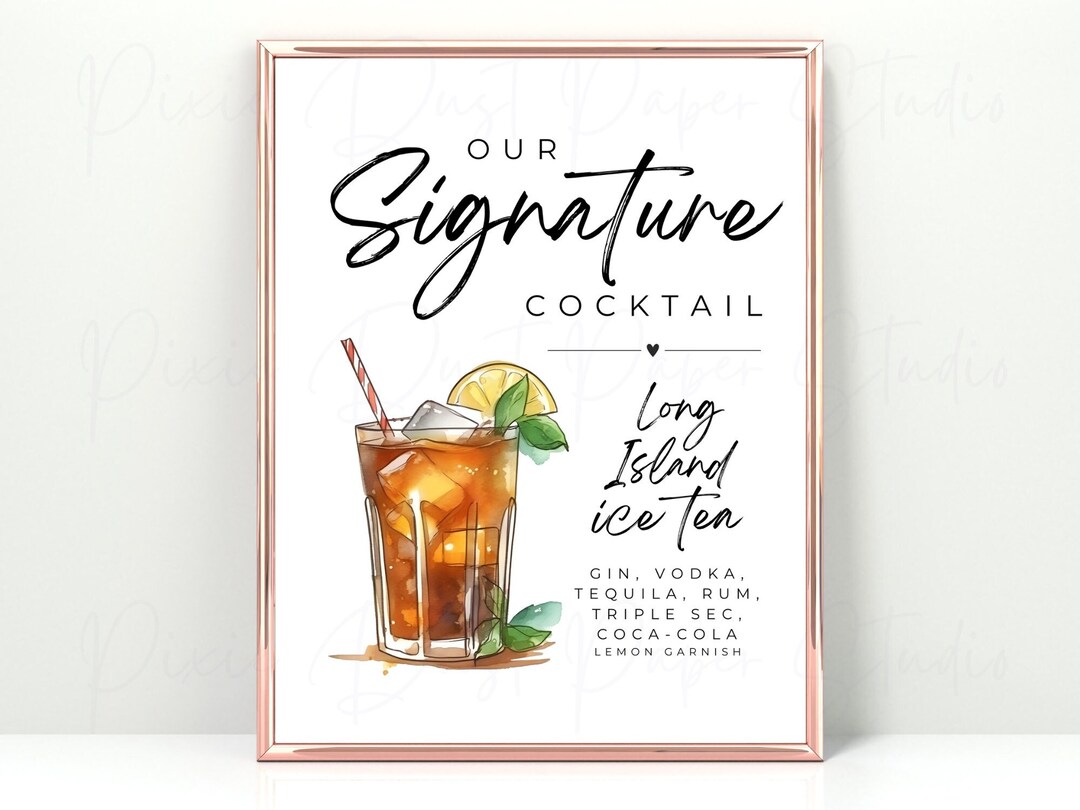 Long Island Ice Tea Signature Drink Cocktail Bar Sign Recipe - Etsy