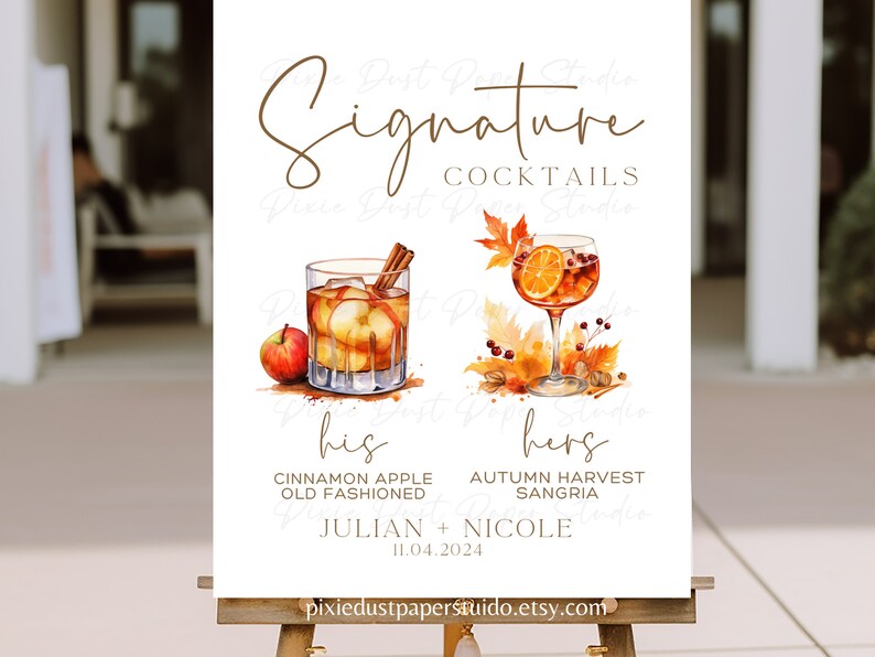 Printed or Digital Fall Signature Cocktail Drinks Sign - Etsy