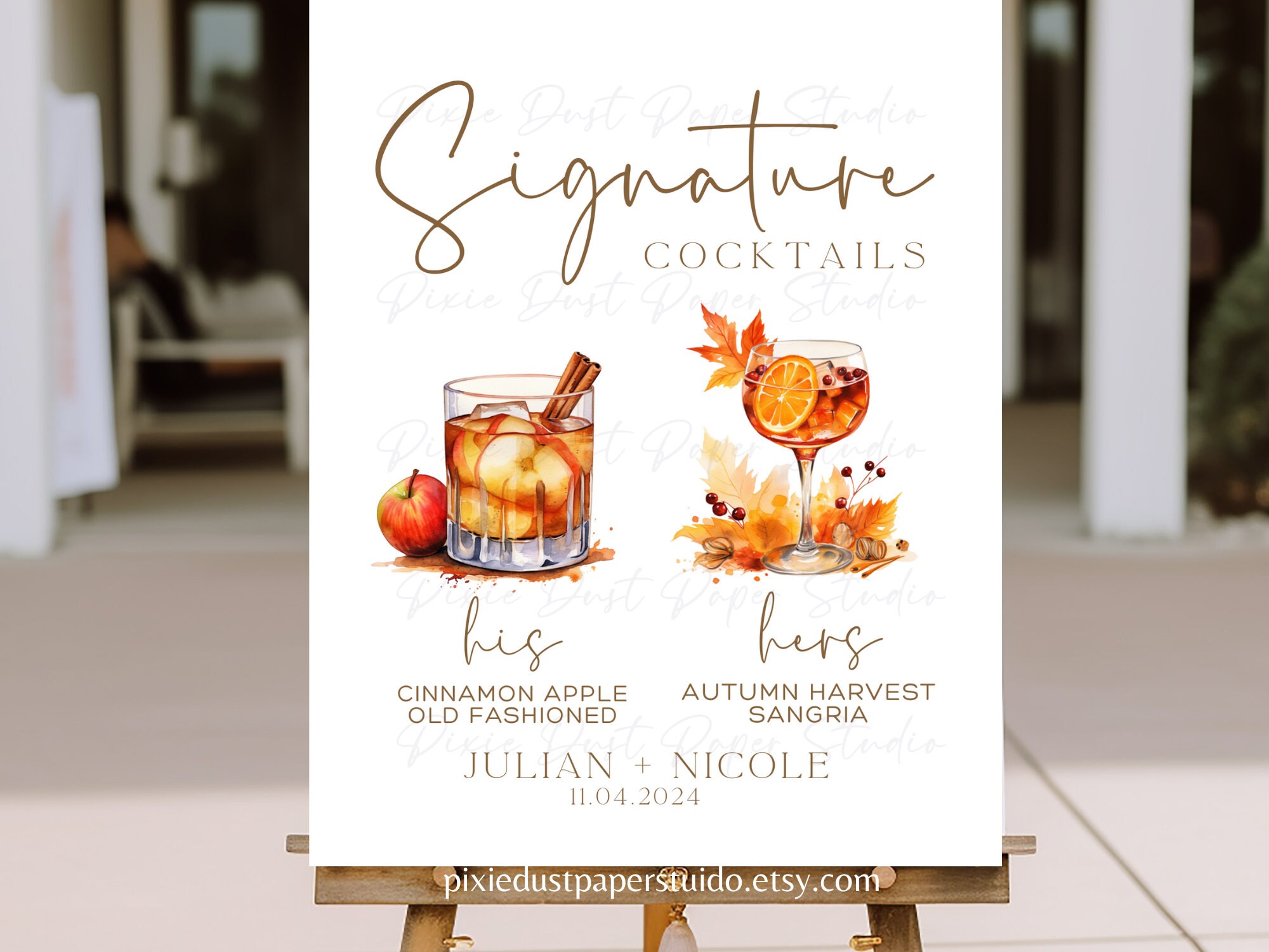 Printed or Digital Fall Signature Cocktail Drinks Sign - Etsy