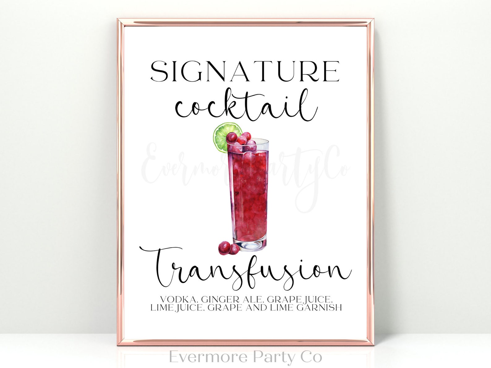 Transfusion Signature Cocktail Drink Bar Sign, Editable Template ...