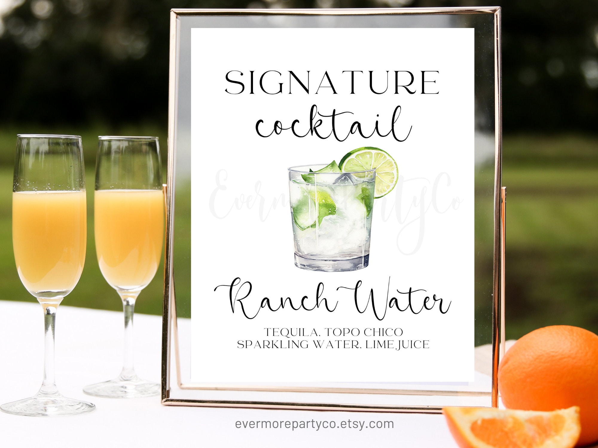 Ranch Water Signature Cocktail Drink Bar Sign, Editable Template ...