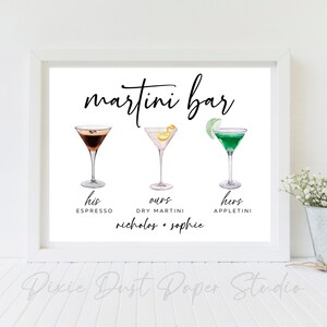 Custom PRINTED or DIGITAL Signature Cocktail Drinks Martini Bar Sign ...