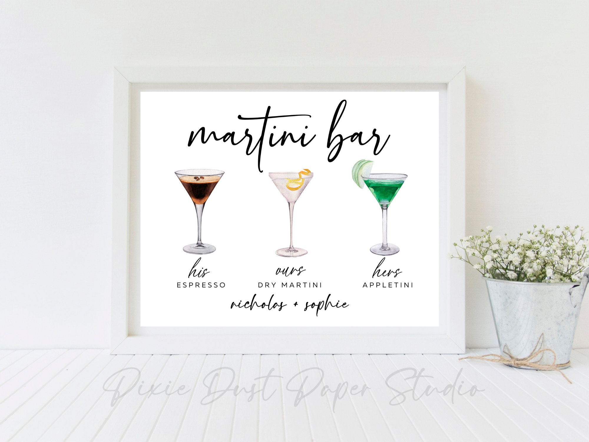 Custom PRINTED or DIGITAL Signature Cocktail Drinks Martini - Etsy