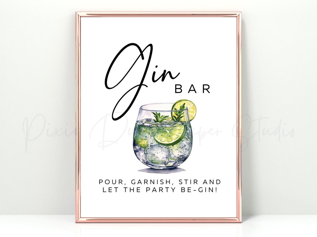 Gin Bar Sign, Signature Cocktail Drink Instant Download Printable ...