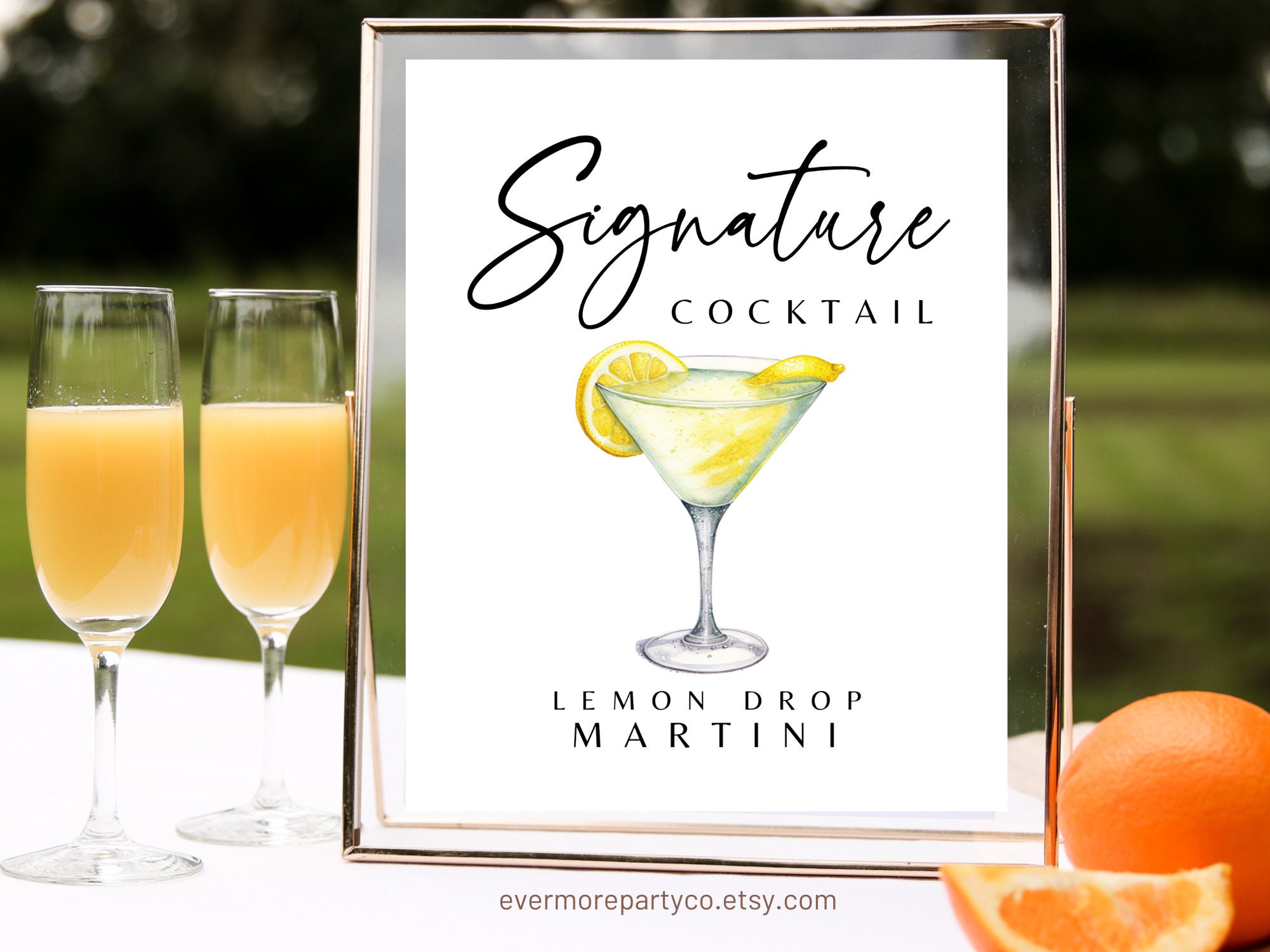 Lemon Drop Martini Signature Cocktail Drink Editable Instant Download ...
