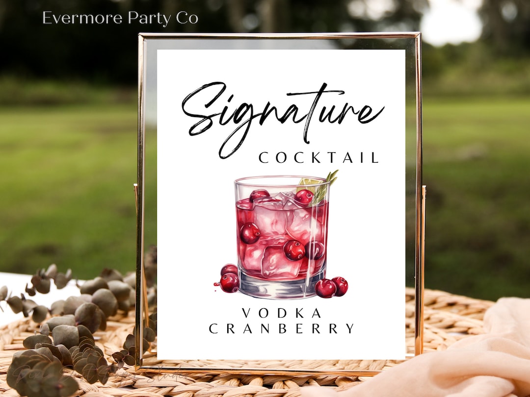 Vodka Cranberry Signature Cocktail Drink Instant Download Printable ...