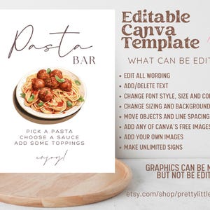 Pasta Bar, Editable Template Instant Download Digital Printable ...