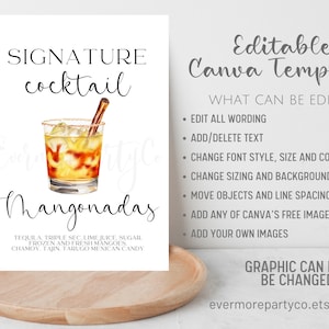 Mangonadas Signature Cocktail Drink Bar Sign, Editable Template ...