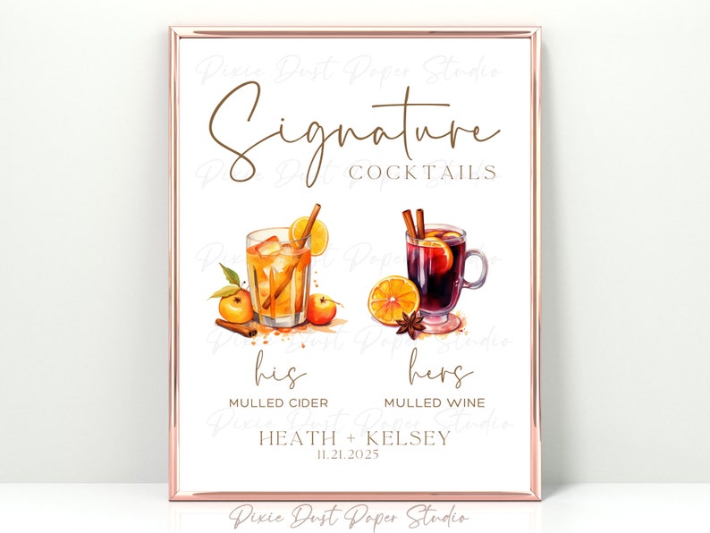 Printed or Digital Fall Signature Cocktail Drinks Sign - Etsy