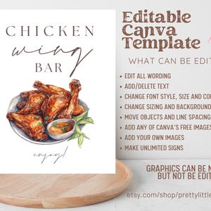 Chicken Wing Bar, Editable Template, Instant Download Digital Printable ...