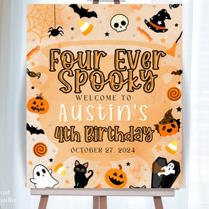 Four Ever Spooky Halloween Birthday Welcome Sign - Custom Printed Foam ...