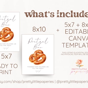 Pretzel Bar Sign, Editable Template, Instant Download Digital Printable ...