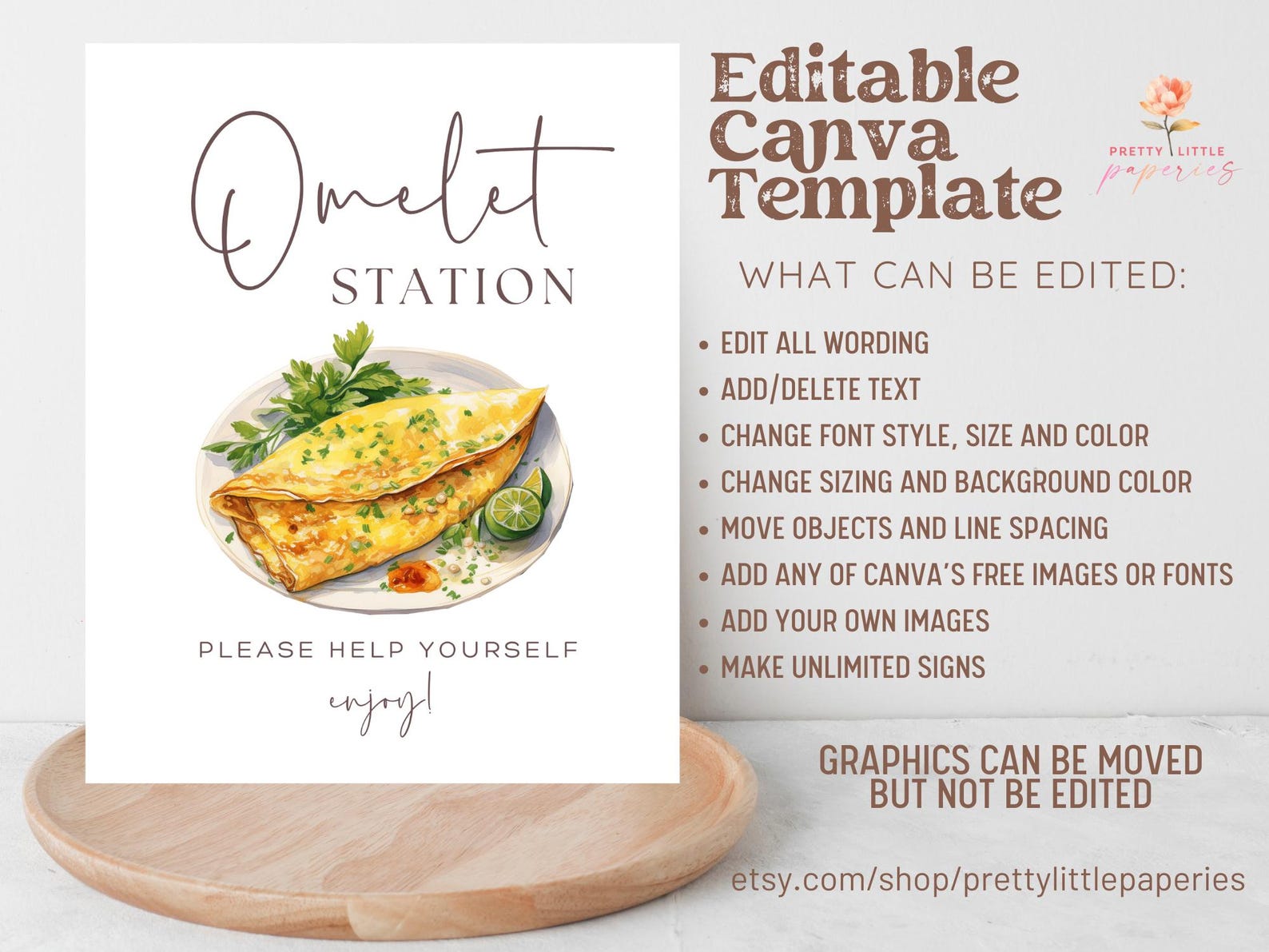 Omelet Station, Editable Template Instant Download Printable, Breakfast ...