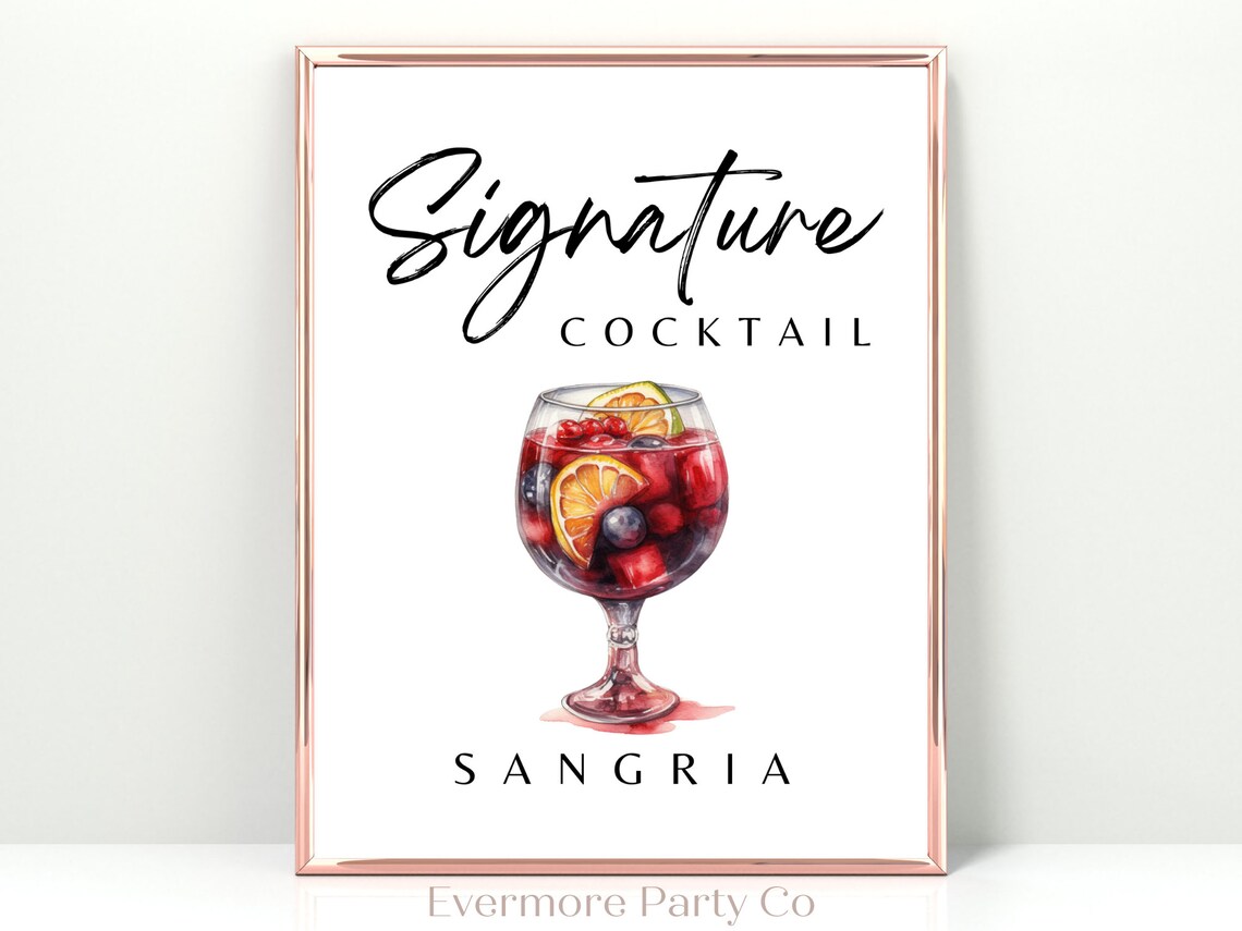 Sangria Signature Cocktail Drink Editable Template, Instant Download ...